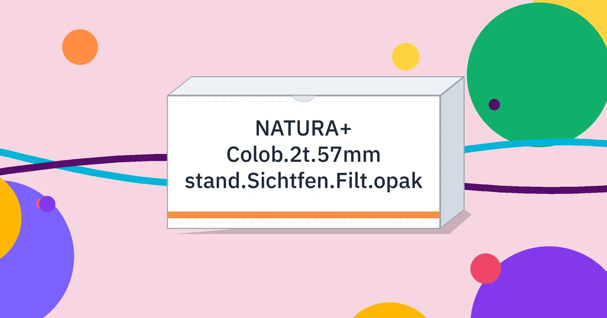 Symbolbild: Packung mit der Aufschrift NATURA+ Colob.2t.57mm stand.Sichtfen.Filt.opak (PZN 13232918) – Verfügbarkeit und Bezug in Apotheken in Frankfurt am Main