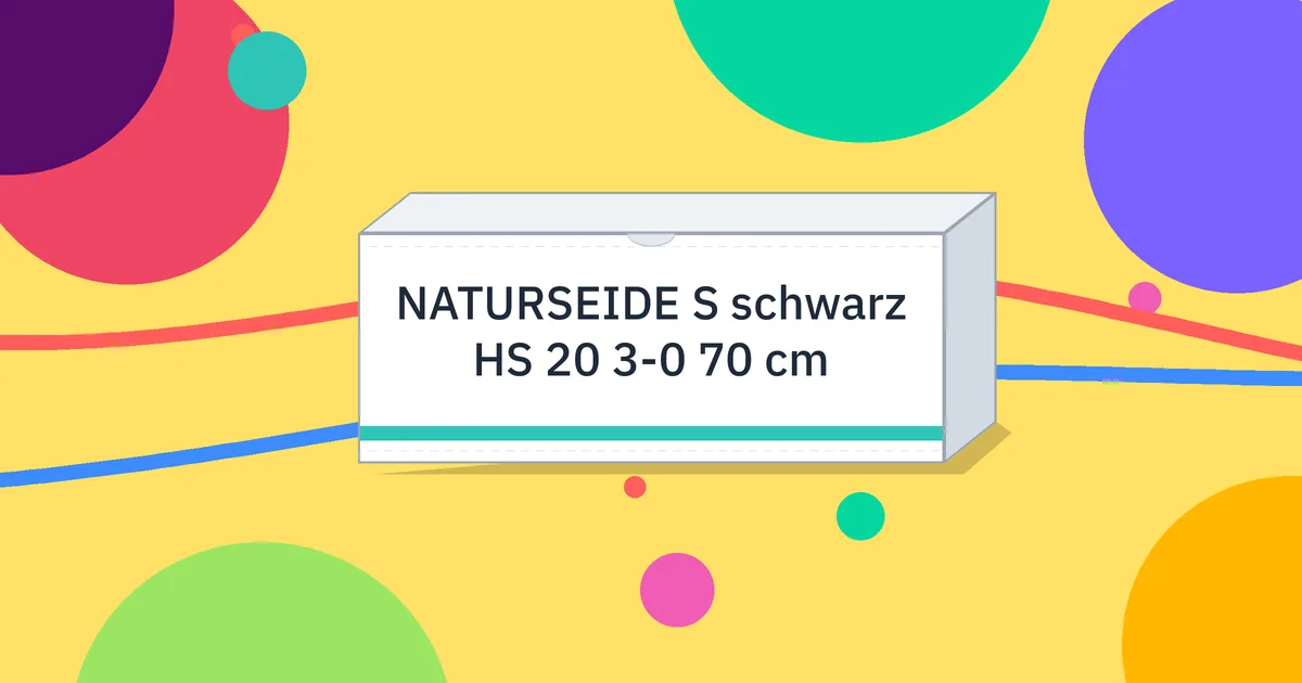 Symbolbild: Packung mit der Aufschrift NATURSEIDE S schwarz HS 20 3-0 70 cm (PZN 07327253) – Verfügbarkeit und Bezug in Apotheken in Frankfurt am Main