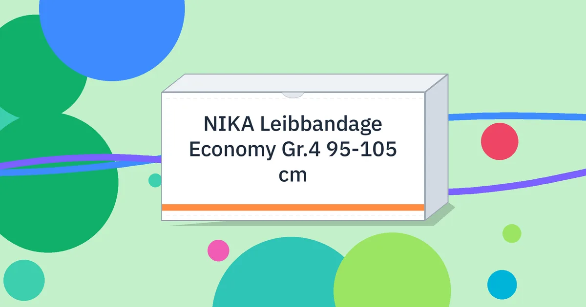 Symbolbild: Packung mit der Aufschrift NIKA Leibbandage Economy Gr.4 95-105 cm (PZN 18172233) – Verfügbarkeit und Bezug in Apotheken in Frankfurt am Main