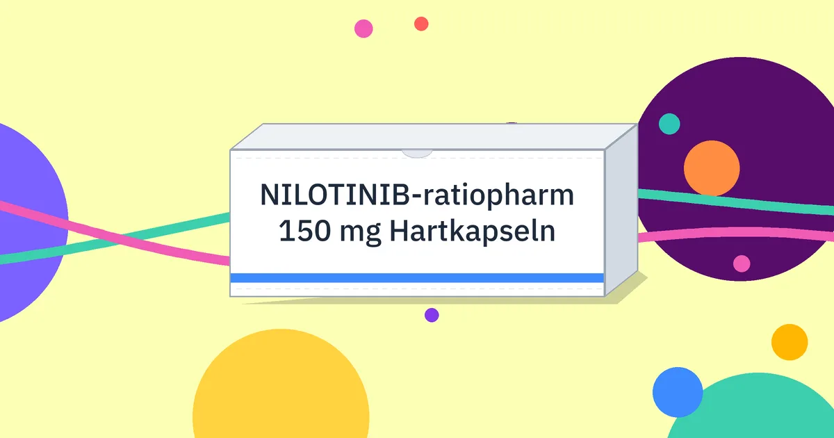 Symbolbild: Packung mit der Aufschrift NILOTINIB-ratiopharm 150 mg Hartkapseln (PZN 19238313) – Verfügbarkeit und Bezug in Apotheken in Frankfurt am Main