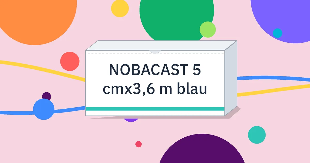 Symbolbild: Packung mit der Aufschrift NOBACAST 5 cmx3,6 m blau (PZN 07385351) – Verfügbarkeit und Bezug in Apotheken in Frankfurt am Main