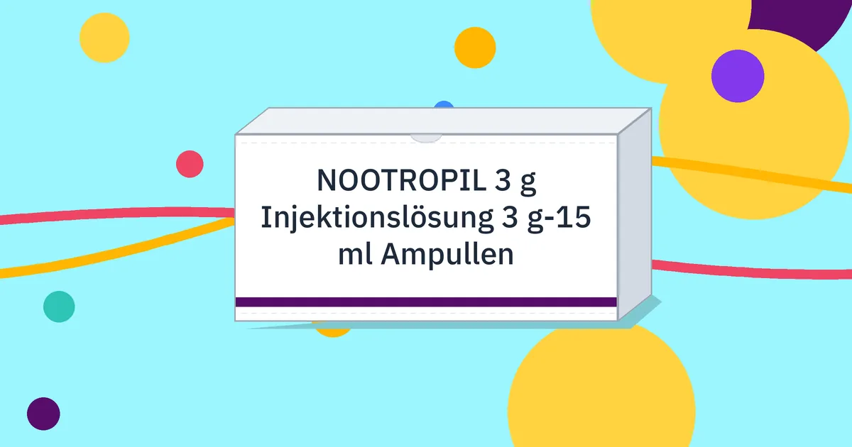 Symbolbild: Packung mit der Aufschrift NOOTROPIL 3 g Injektionslösung 3 g-15 ml Ampullen (PZN 14325579) – Verfügbarkeit und Bezug in Apotheken in Frankfurt am Main