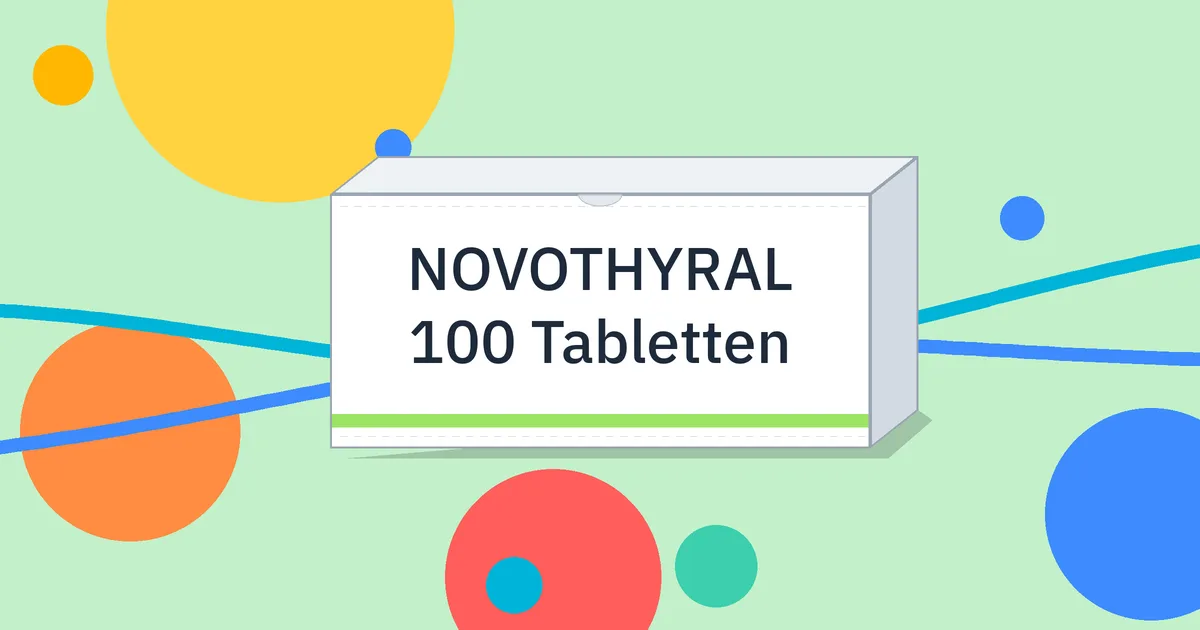 Symbolbild: Packung mit der Aufschrift NOVOTHYRAL 100 Tabletten (PZN 04386723) – Verfügbarkeit und Bezug in Apotheken in Frankfurt am Main