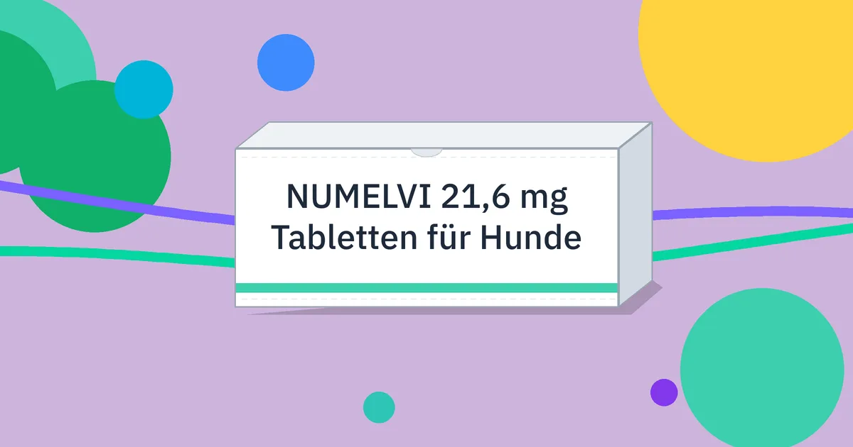 Symbolbild: Packung mit der Aufschrift NUMELVI 21,6 mg Tabletten für Hunde (PZN 20098691) – Verfügbarkeit und Bezug in Apotheken in Frankfurt am Main