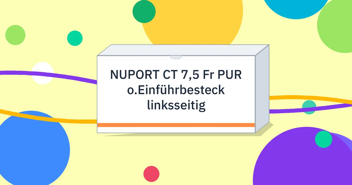 Symbolbild: Packung mit der Aufschrift NUPORT CT 7,5 Fr PUR o.Einführbesteck linksseitig (PZN 15879630) – Verfügbarkeit und Bezug in Apotheken in Frankfurt am Main