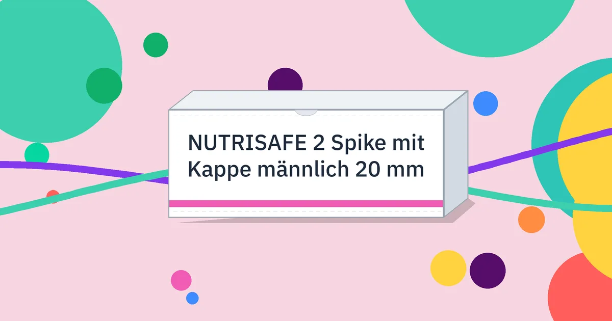 Symbolbild: Packung mit der Aufschrift NUTRISAFE 2 Spike mit Kappe männlich 20 mm (PZN 06846815) – Verfügbarkeit und Bezug in Apotheken in Frankfurt am Main