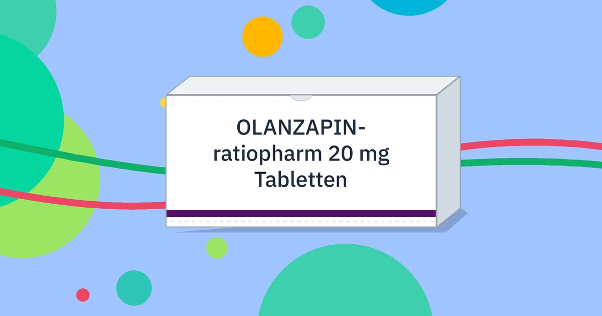 Symbolbild: Packung mit der Aufschrift OLANZAPIN-ratiopharm 20 mg Tabletten (PZN 08475257) – Verfügbarkeit und Bezug in Apotheken in Frankfurt am Main