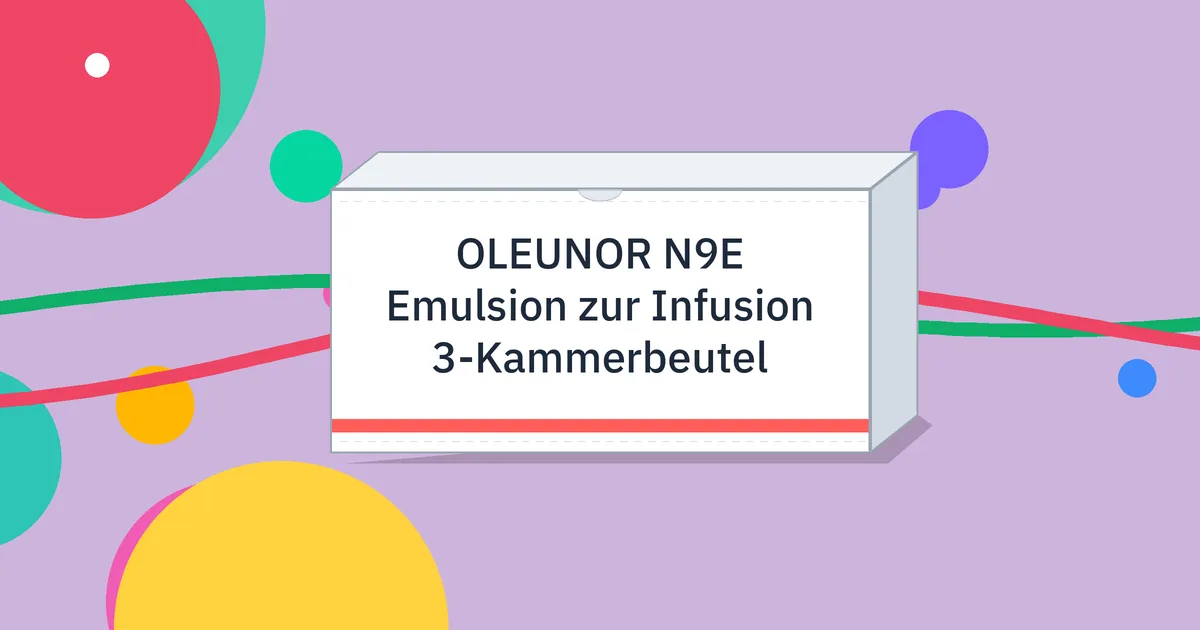 Symbolbild: Packung mit der Aufschrift OLEUNOR N9E Emulsion zur Infusion 3-Kammerbeutel (PZN 17908790) – Verfügbarkeit und Bezug in Apotheken in Frankfurt am Main