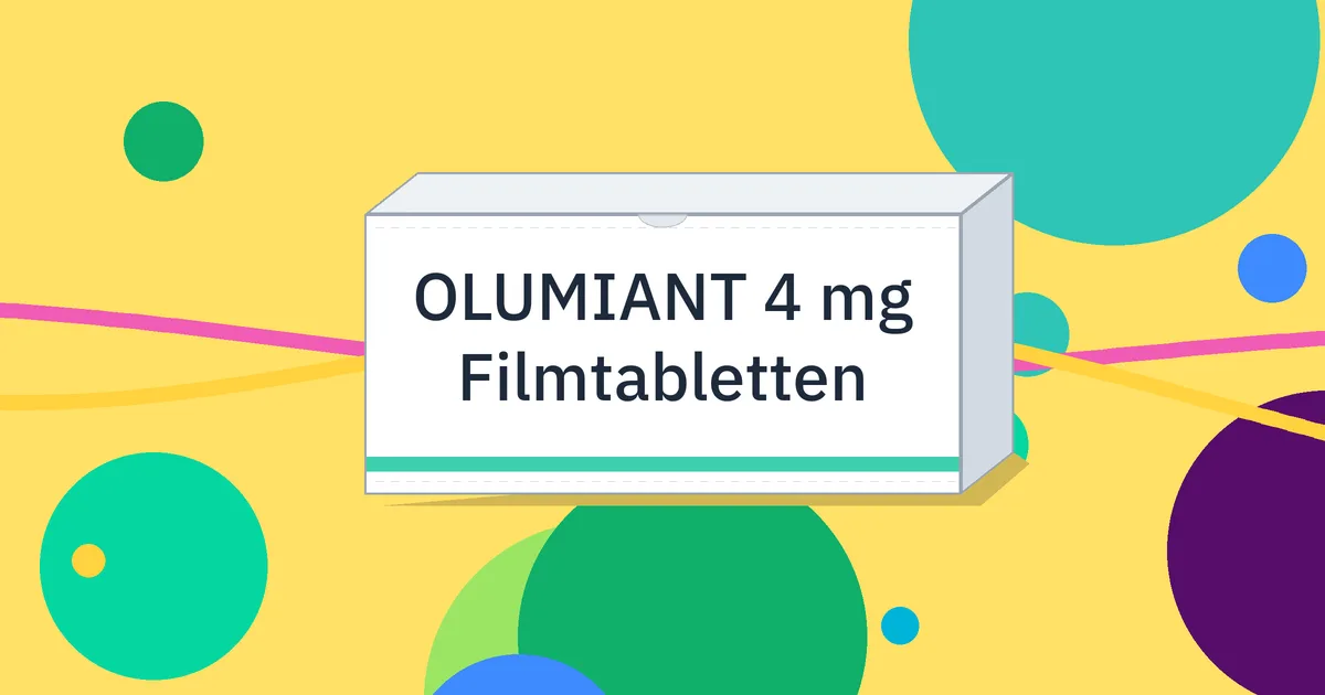 Symbolbild: Packung mit der Aufschrift OLUMIANT 4 mg Filmtabletten (PZN 15270053) – Verfügbarkeit und Bezug in Apotheken in Frankfurt am Main