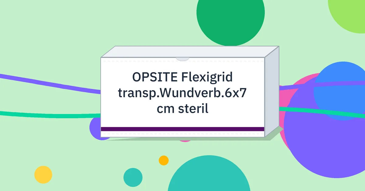 Symbolbild: Packung mit der Aufschrift OPSITE Flexigrid transp.Wundverb.6x7 cm steril (PZN 00081725) – Verfügbarkeit und Bezug in Apotheken in Frankfurt am Main
