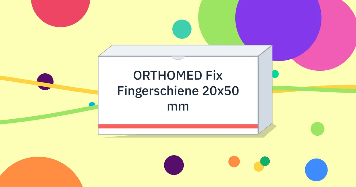 Symbolbild: Packung mit der Aufschrift ORTHOMED Fix Fingerschiene 20x50 mm (PZN 10748366) – Verfügbarkeit und Bezug in Apotheken in Frankfurt am Main