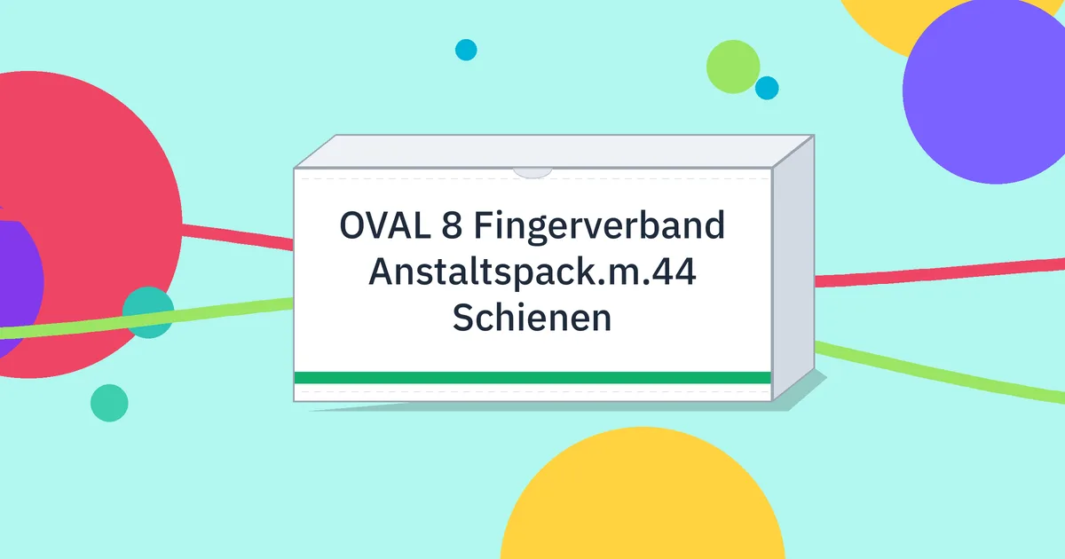 Symbolbild: Packung mit der Aufschrift OVAL 8 Fingerverband Anstaltspack.m.44 Schienen (PZN 06711162) – Verfügbarkeit und Bezug in Apotheken in Frankfurt am Main