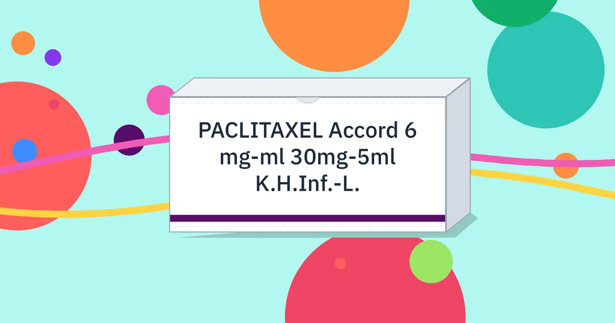 Symbolbild: Packung mit der Aufschrift PACLITAXEL Accord 6 mg-ml 30mg-5ml K.H.Inf.-L. (PZN 02453409) – Verfügbarkeit und Bezug in Apotheken in Frankfurt am Main