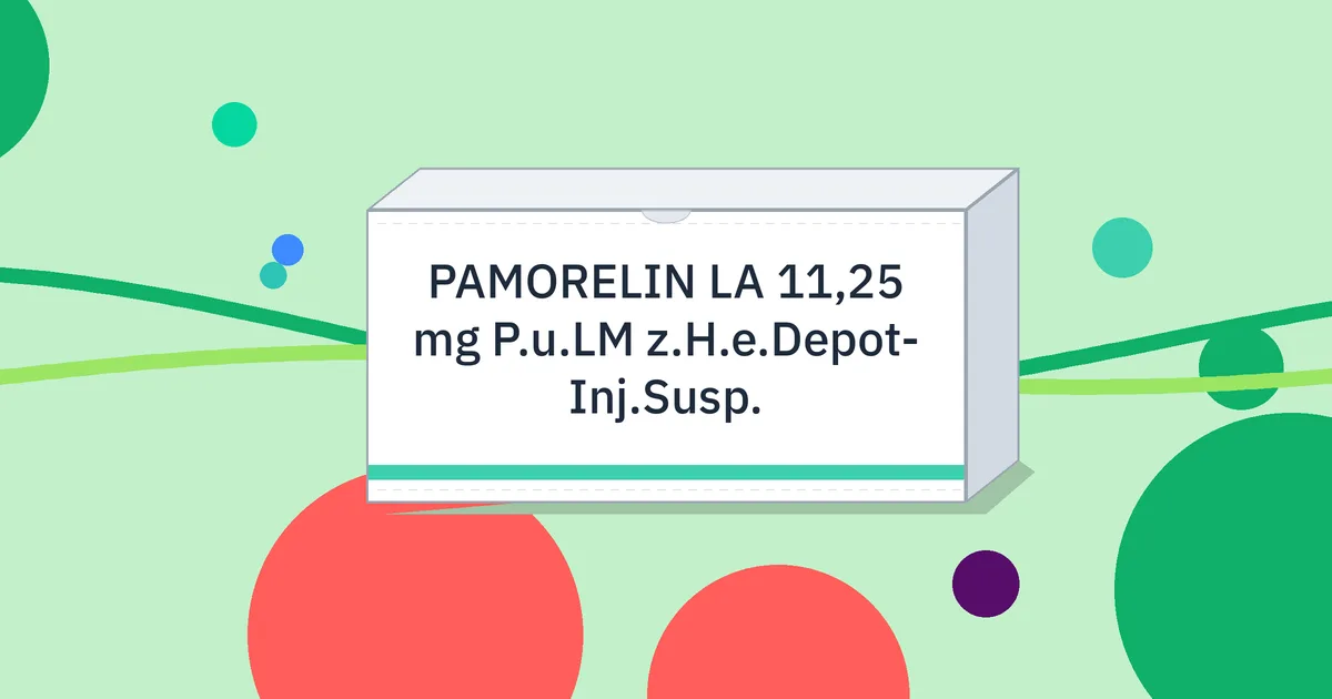 Symbolbild: Packung mit der Aufschrift PAMORELIN LA 11,25 mg P.u.LM z.H.e.Depot-Inj.Susp. (PZN 03625982) – Verfügbarkeit und Bezug in Apotheken in Frankfurt am Main