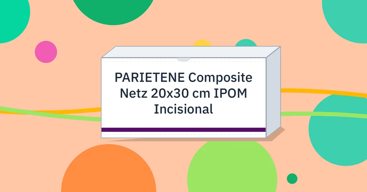 Symbolbild: Packung mit der Aufschrift PARIETENE Composite Netz 20x30 cm IPOM Incisional (PZN 00479913) – Verfügbarkeit und Bezug in Apotheken in Frankfurt am Main