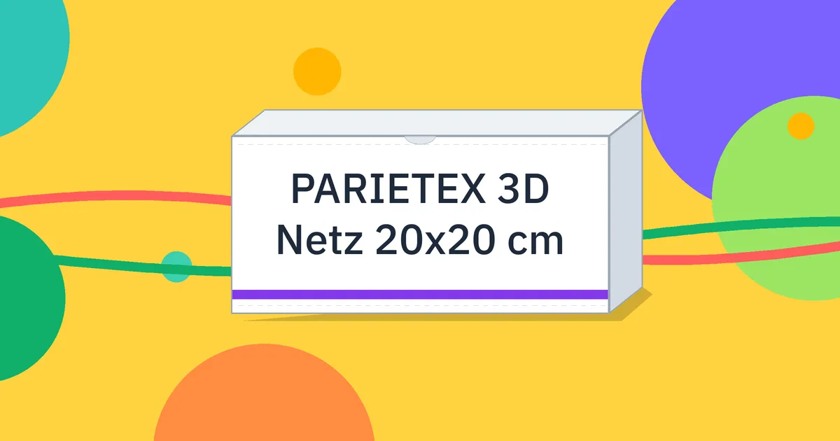 Symbolbild: Packung mit der Aufschrift PARIETEX 3D Netz 20x20 cm (PZN 00194777) – Verfügbarkeit und Bezug in Apotheken in Frankfurt am Main