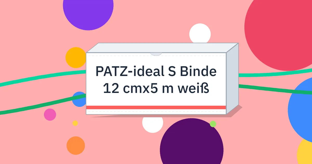Symbolbild: Packung mit der Aufschrift PATZ-ideal S Binde 12 cmx5 m weiß (PZN 06814181) – Verfügbarkeit und Bezug in Apotheken in Frankfurt am Main