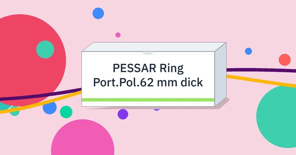 Symbolbild: Packung mit der Aufschrift PESSAR Ring Port.Pol.62 mm dick (PZN 01967224) – Verfügbarkeit und Bezug in Apotheken in Frankfurt am Main