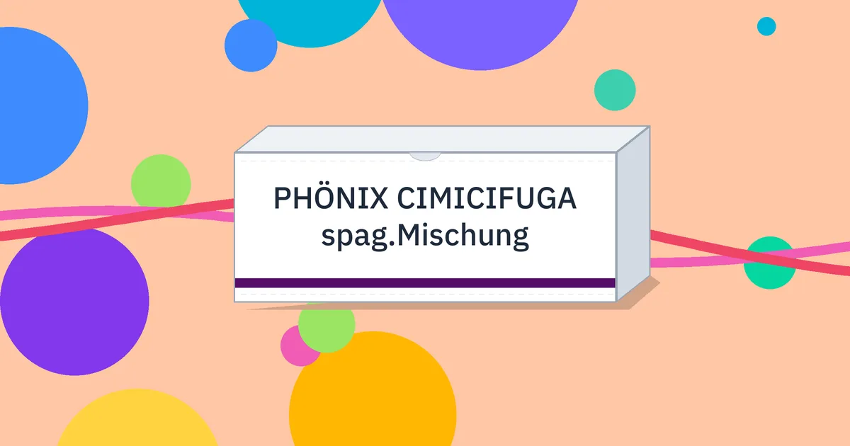 Symbolbild: Packung mit der Aufschrift PHÖNIX CIMICIFUGA spag.Mischung (PZN 04223286) – Verfügbarkeit und Bezug in Apotheken in Frankfurt am Main