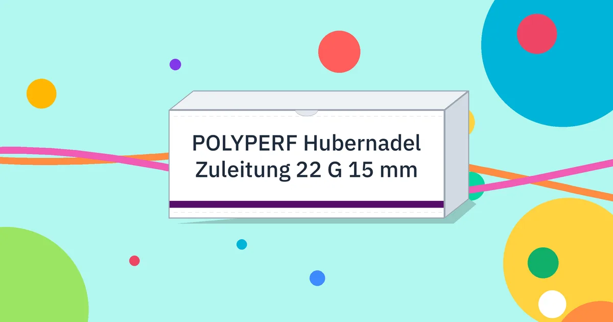 Symbolbild: Packung mit der Aufschrift POLYPERF Hubernadel Zuleitung 22 G 15 mm (PZN 14322345) – Verfügbarkeit und Bezug in Apotheken in Frankfurt am Main