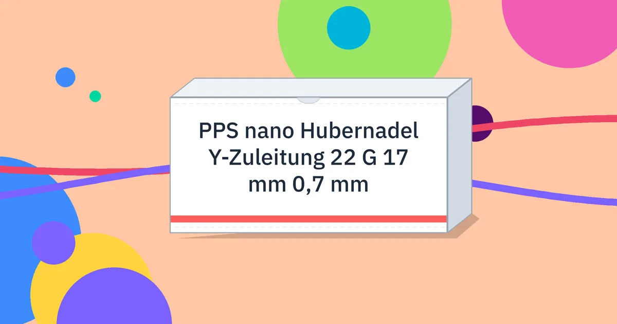 Symbolbild: Packung mit der Aufschrift PPS nano Hubernadel Y-Zuleitung 22 G 17 mm 0,7 mm (PZN 18195346) – Verfügbarkeit und Bezug in Apotheken in Frankfurt am Main