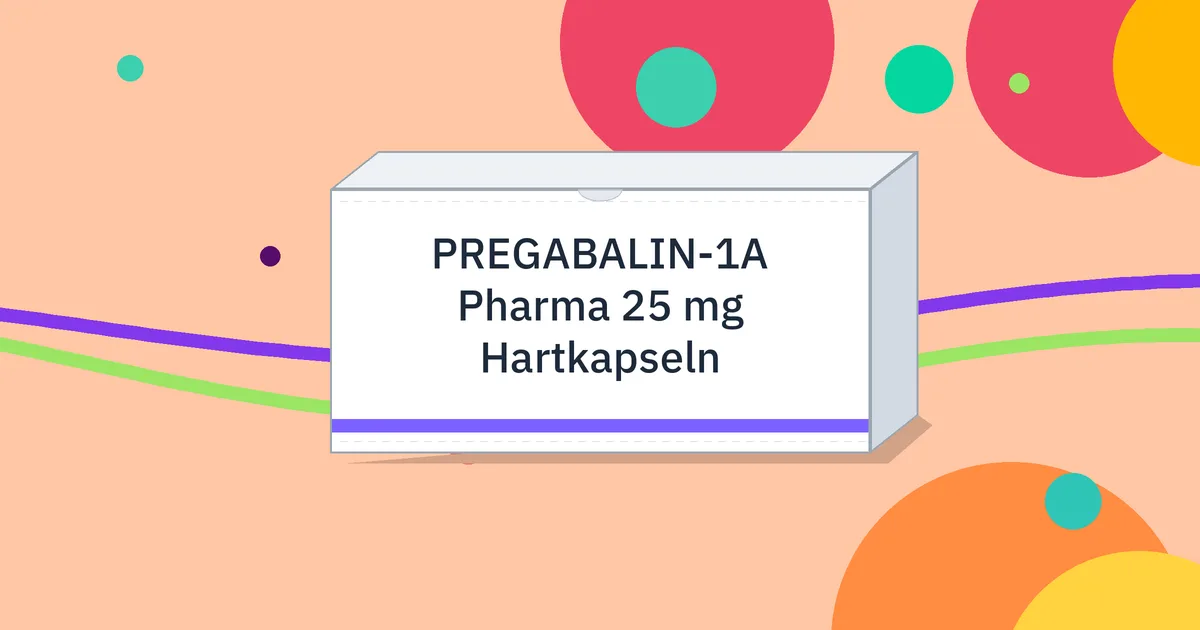 Symbolbild: Packung mit der Aufschrift PREGABALIN-1A Pharma 25 mg Hartkapseln (PZN 10973005) – Verfügbarkeit und Bezug in Apotheken in Frankfurt am Main