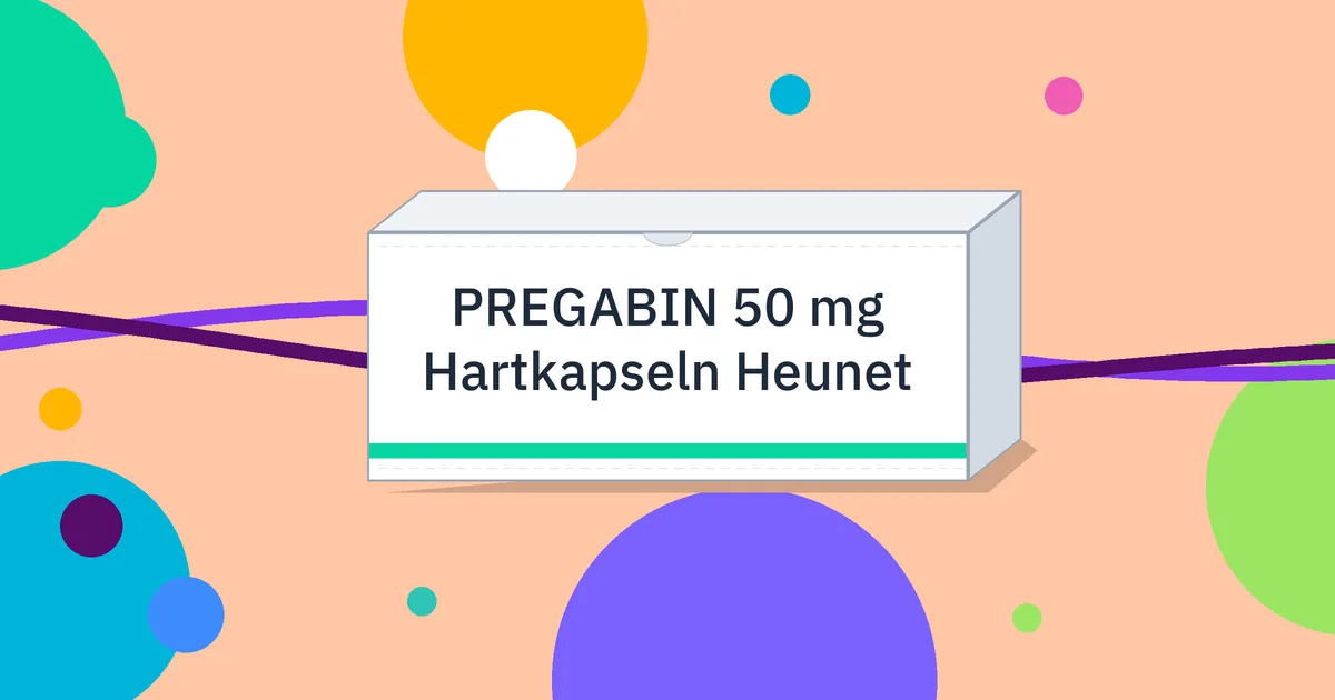 Symbolbild: Packung mit der Aufschrift PREGABIN 50 mg Hartkapseln Heunet (PZN 15303835) – Verfügbarkeit und Bezug in Apotheken in Frankfurt am Main