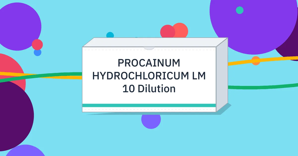 Symbolbild: Packung mit der Aufschrift PROCAINUM HYDROCHLORICUM LM 10 Dilution (PZN 13668432) – Verfügbarkeit und Bezug in Apotheken in Frankfurt am Main