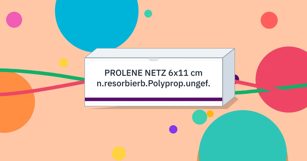Symbolbild: Packung mit der Aufschrift PROLENE NETZ 6x11 cm n.resorbierb.Polyprop.ungef. (PZN 16256061) – Verfügbarkeit und Bezug in Apotheken in Frankfurt am Main