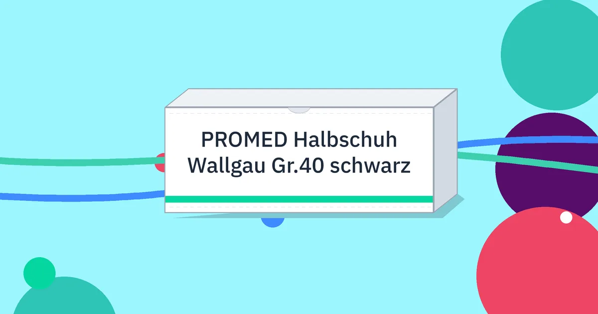 Symbolbild: Packung mit der Aufschrift PROMED Halbschuh Wallgau Gr.40 schwarz (PZN 14349137) – Verfügbarkeit und Bezug in Apotheken in Frankfurt am Main