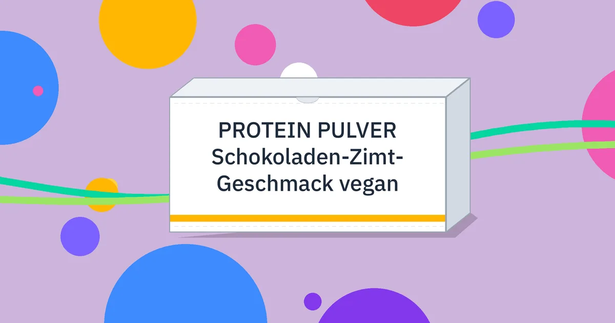 Symbolbild: Packung mit der Aufschrift PROTEIN PULVER Schokoladen-Zimt-Geschmack vegan (PZN 20127607) – Verfügbarkeit und Bezug in Apotheken in Frankfurt am Main
