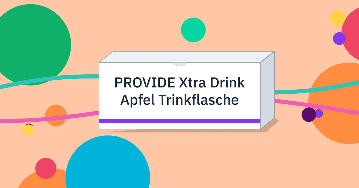 Symbolbild: Packung mit der Aufschrift PROVIDE Xtra Drink Apfel Trinkflasche (PZN 06411916) – Verfügbarkeit und Bezug in Apotheken in Frankfurt am Main