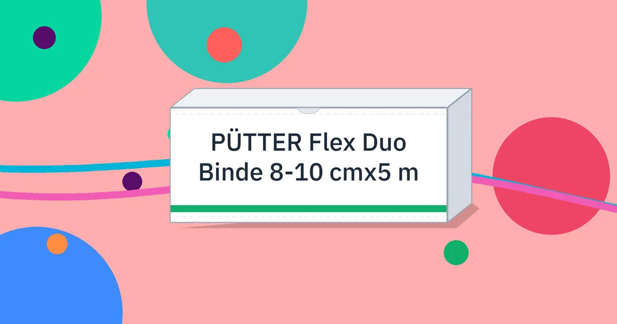 Symbolbild: Packung mit der Aufschrift PÜTTER Flex Duo Binde 8-10 cmx5 m (PZN 20204377) – Verfügbarkeit und Bezug in Apotheken in Frankfurt am Main