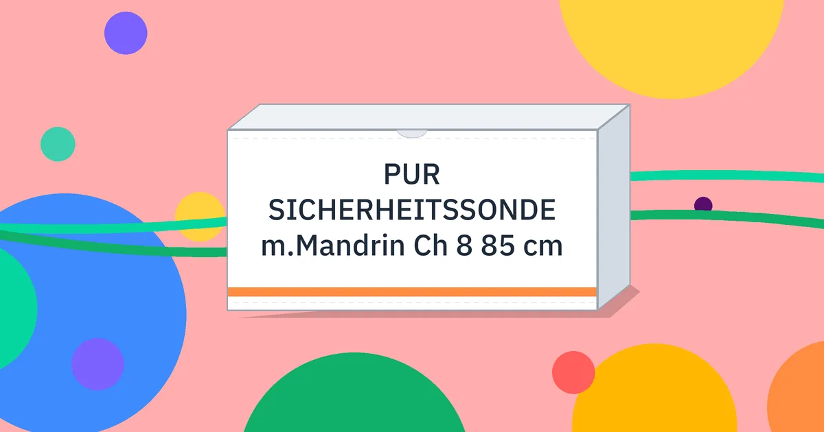 Symbolbild: Packung mit der Aufschrift PUR SICHERHEITSSONDE m.Mandrin Ch 8 85 cm (PZN 13230121) – Verfügbarkeit und Bezug in Apotheken in Frankfurt am Main