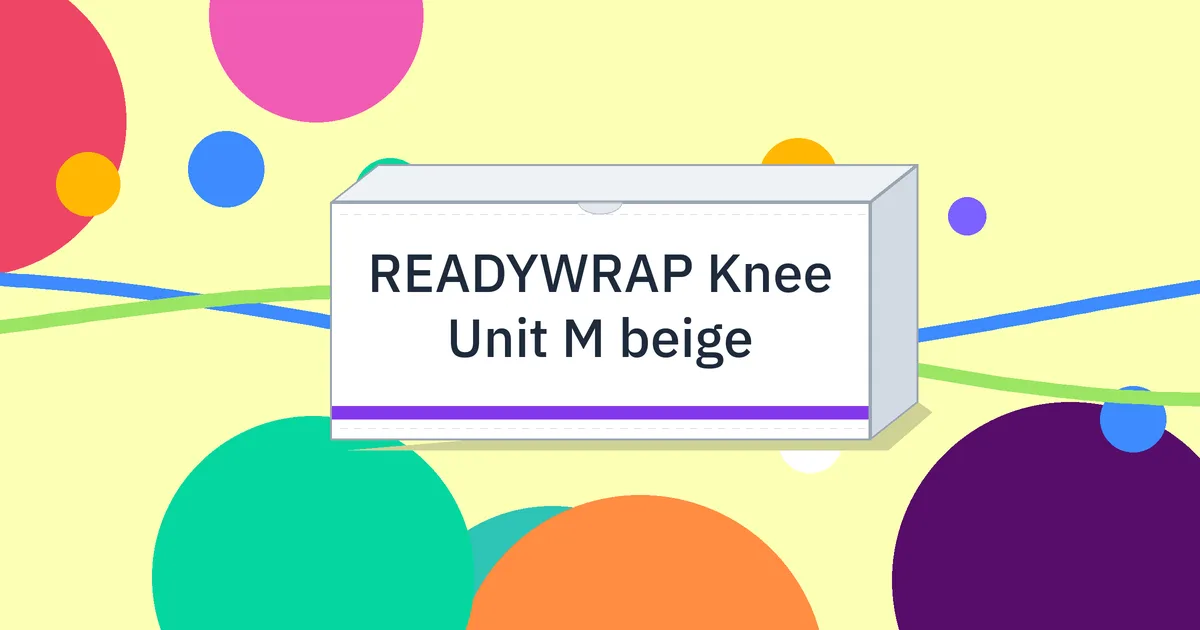 Symbolbild: Packung mit der Aufschrift READYWRAP Knee Unit M beige (PZN 16566726) – Verfügbarkeit und Bezug in Apotheken in Frankfurt am Main