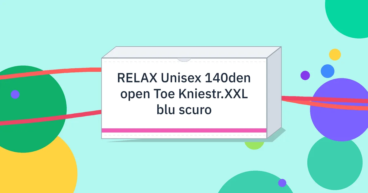 Symbolbild: Packung mit der Aufschrift RELAX Unisex 140den open Toe Kniestr.XXL blu scuro (PZN 16190014) – Verfügbarkeit und Bezug in Apotheken in Frankfurt am Main