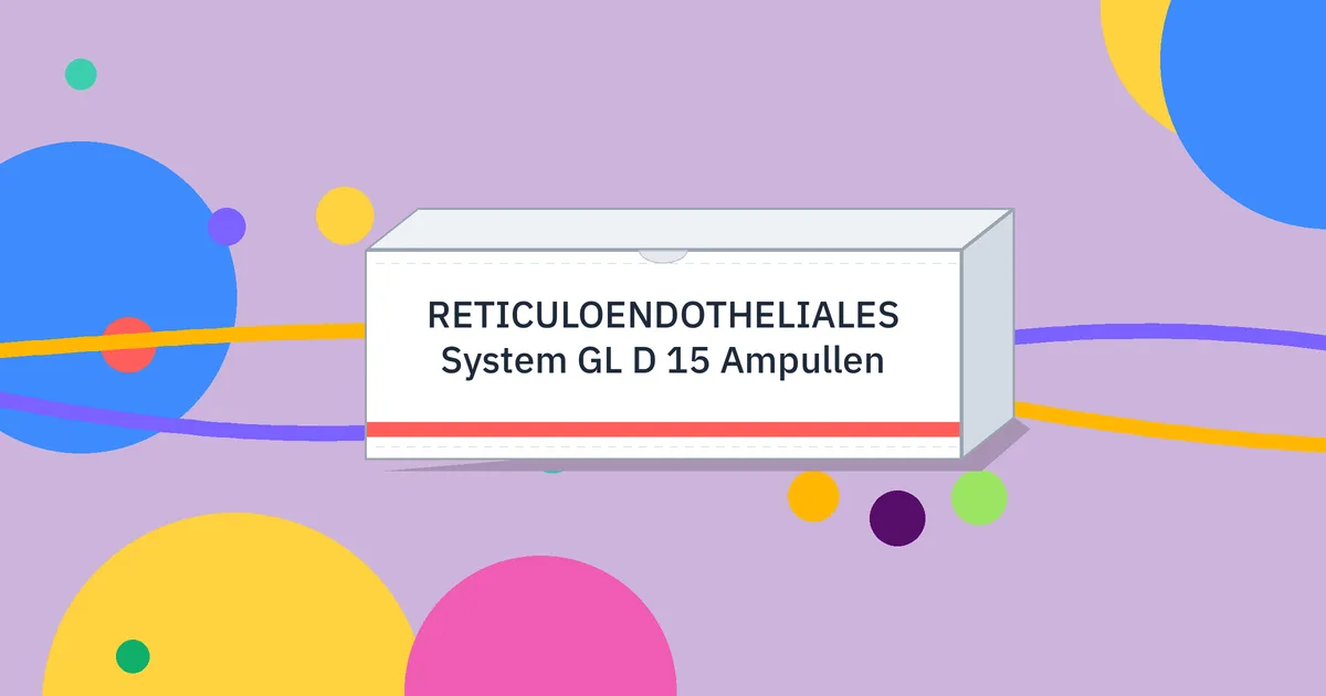 Symbolbild: Packung mit der Aufschrift RETICULOENDOTHELIALES System GL D 15 Ampullen (PZN 03354247) – Verfügbarkeit und Bezug in Apotheken in Frankfurt am Main