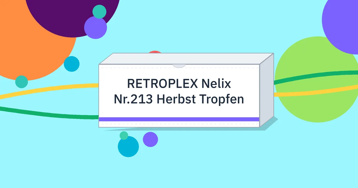 Symbolbild: Packung mit der Aufschrift RETROPLEX Nelix Nr.213 Herbst Tropfen (PZN 18443100) – Verfügbarkeit und Bezug in Apotheken in Frankfurt am Main