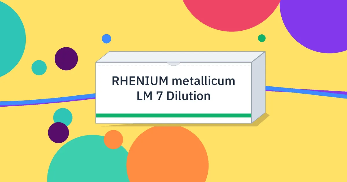 Symbolbild: Packung mit der Aufschrift RHENIUM metallicum LM 7 Dilution (PZN 13048959) – Verfügbarkeit und Bezug in Apotheken in Frankfurt am Main