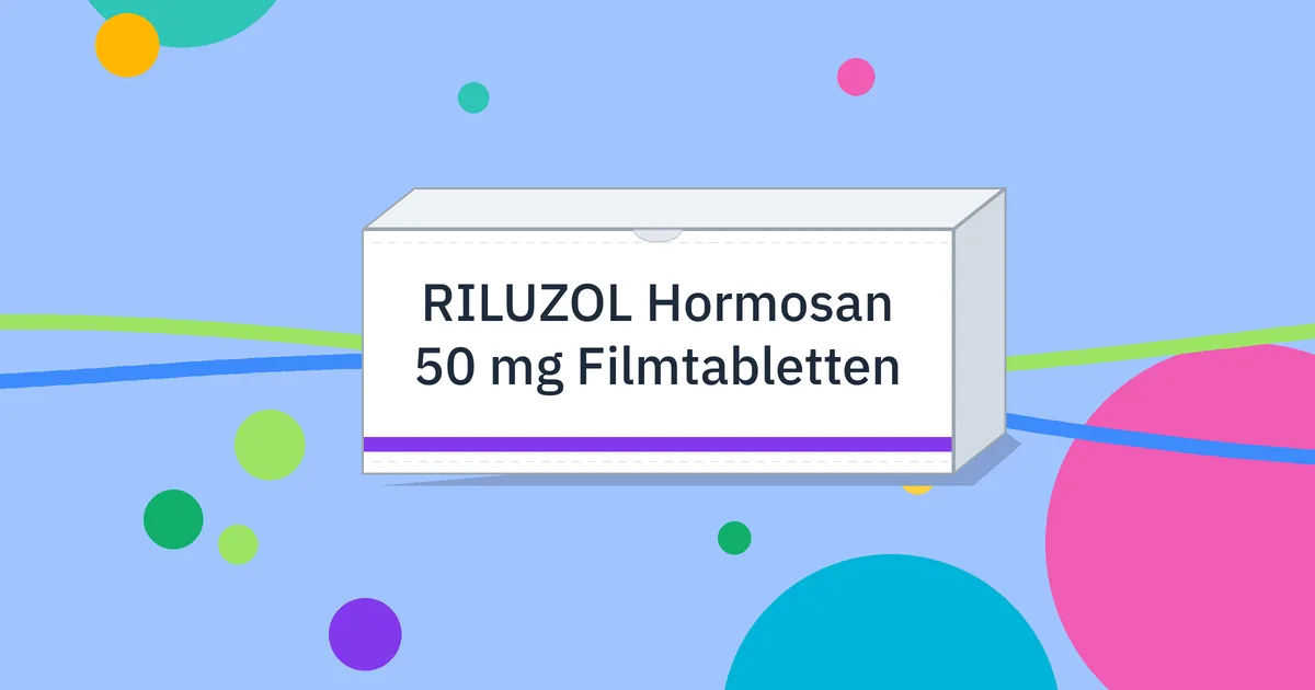 Symbolbild: Packung mit der Aufschrift RILUZOL Hormosan 50 mg Filmtabletten (PZN 12464035) – Verfügbarkeit und Bezug in Apotheken in Frankfurt am Main