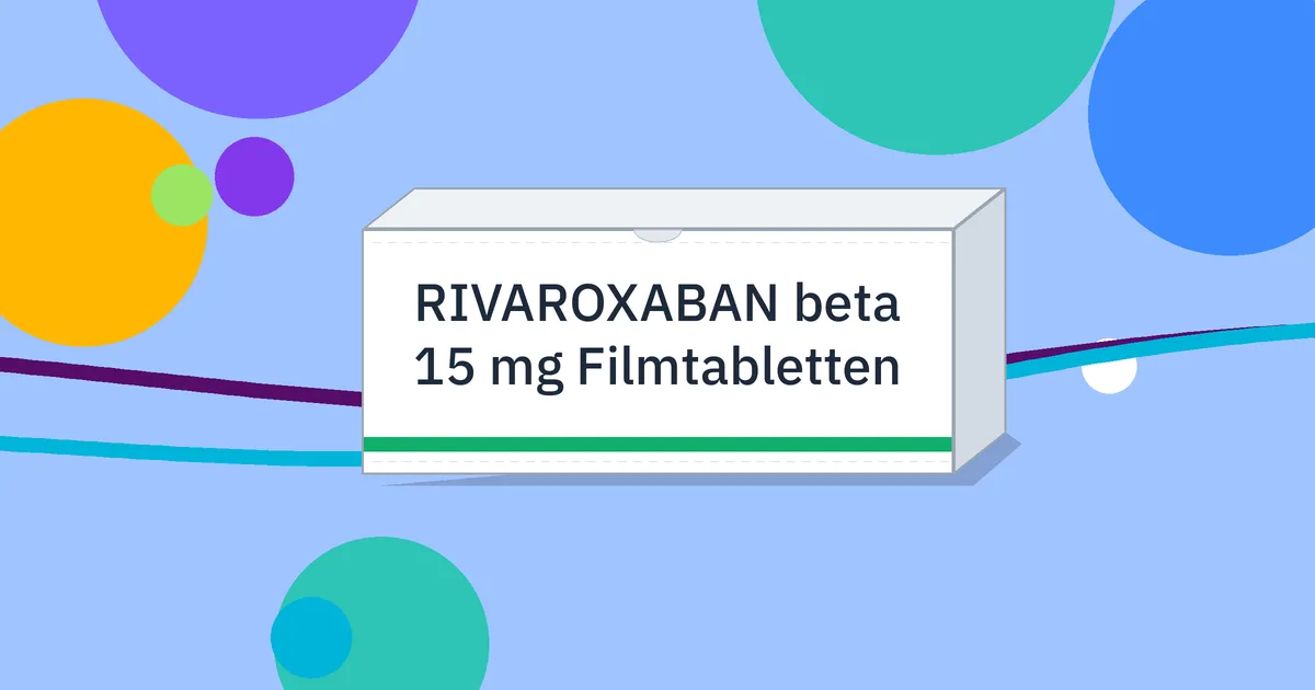 Symbolbild: Packung mit der Aufschrift RIVAROXABAN beta 15 mg Filmtabletten (PZN 18808091) – Verfügbarkeit und Bezug in Apotheken in Frankfurt am Main