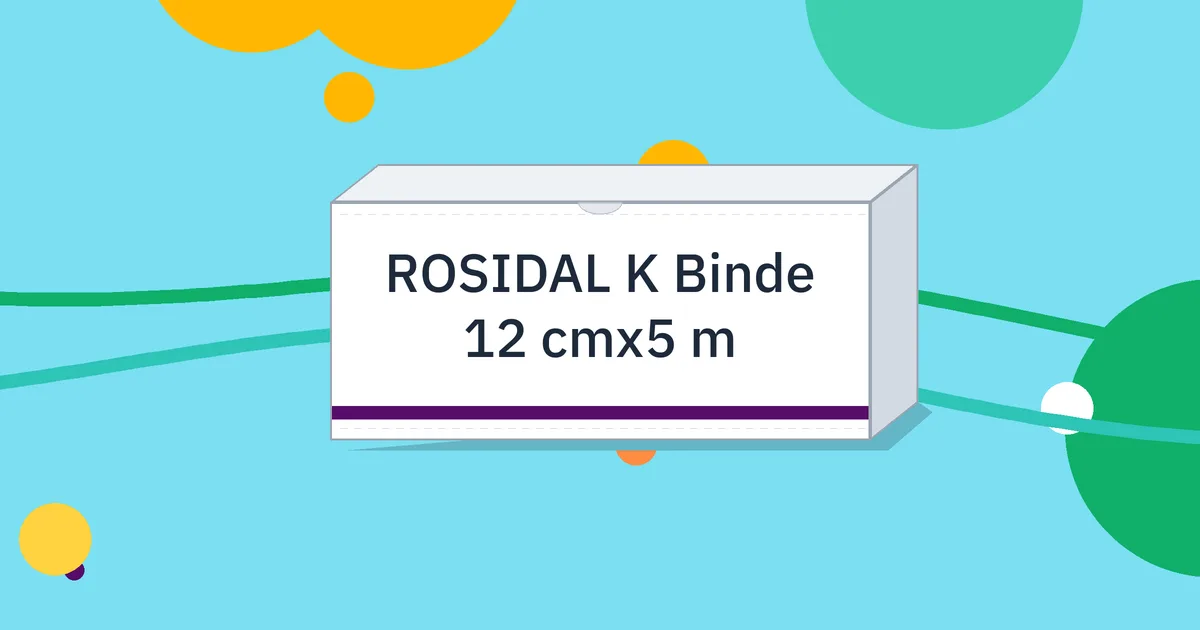 Symbolbild: Packung mit der Aufschrift ROSIDAL K Binde 12 cmx5 m (PZN 19376529) – Verfügbarkeit und Bezug in Apotheken in Frankfurt am Main