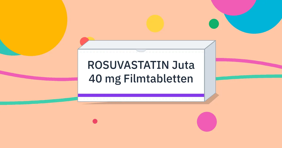 Symbolbild: Packung mit der Aufschrift ROSUVASTATIN Juta 40 mg Filmtabletten (PZN 17971914) – Verfügbarkeit und Bezug in Apotheken in Frankfurt am Main