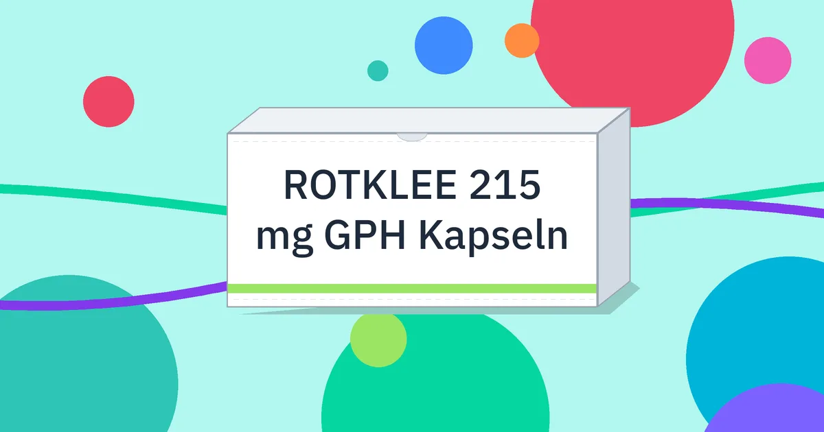 Symbolbild: Packung mit der Aufschrift ROTKLEE 215 mg GPH Kapseln (PZN 18174456) – Verfügbarkeit und Bezug in Apotheken in Frankfurt am Main