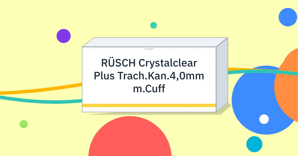 Symbolbild: Packung mit der Aufschrift RÜSCH Crystalclear Plus Trach.Kan.4,0mm m.Cuff (PZN 03431315) – Verfügbarkeit und Bezug in Apotheken in Frankfurt am Main