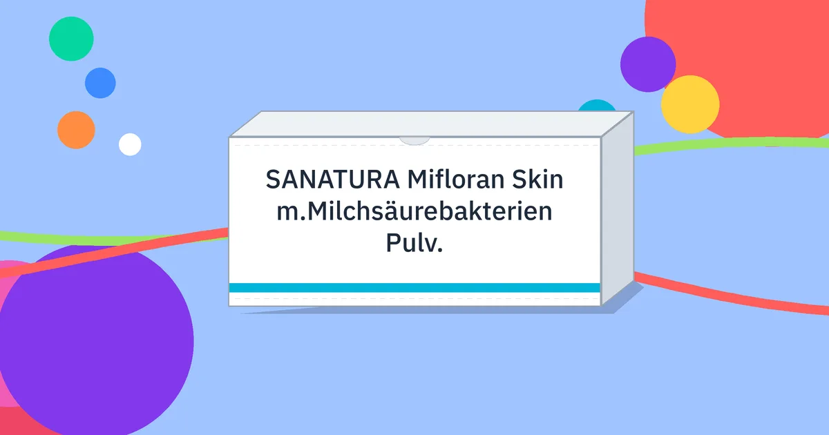 Symbolbild: Packung mit der Aufschrift SANATURA Mifloran Skin m.Milchsäurebakterien Pulv. (PZN 18671522) – Verfügbarkeit und Bezug in Apotheken in Frankfurt am Main