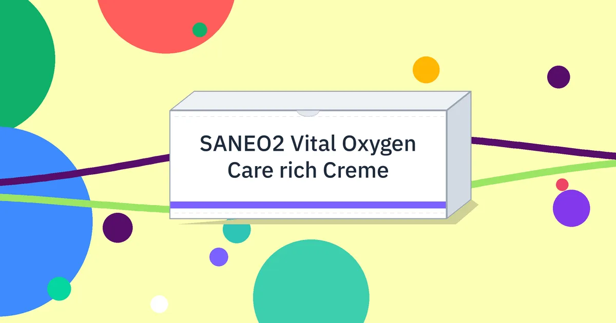 Symbolbild: Packung mit der Aufschrift SANEO2 Vital Oxygen Care rich Creme (PZN 11231122) – Verfügbarkeit und Bezug in Apotheken in Frankfurt am Main