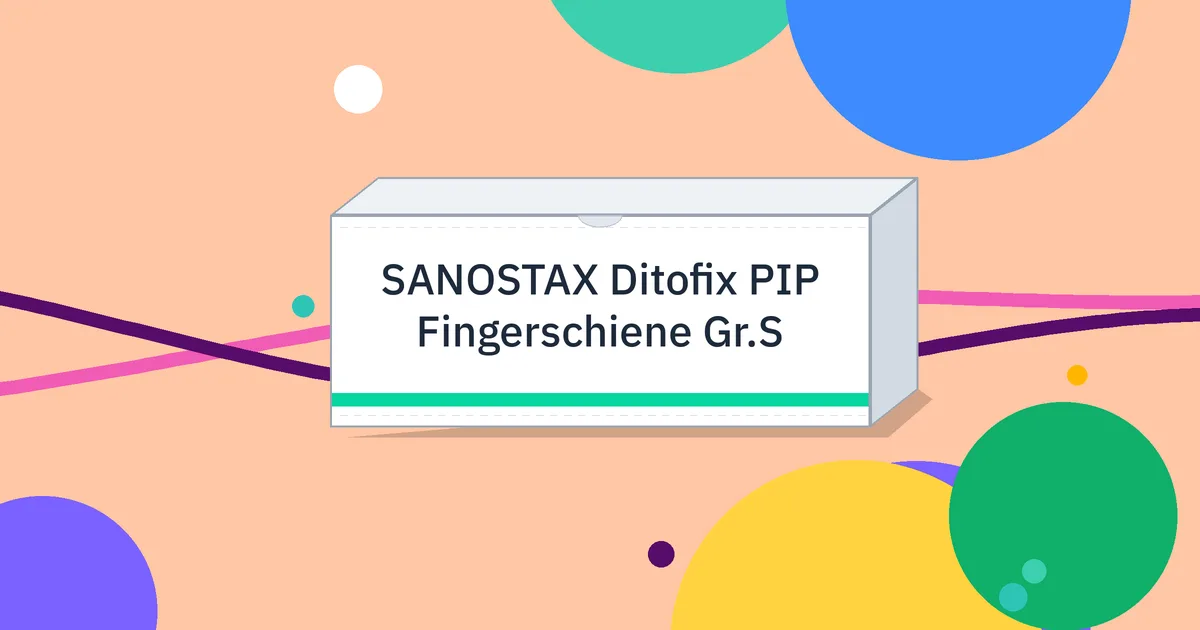 Symbolbild: Packung mit der Aufschrift SANOSTAX Ditofix PIP Fingerschiene Gr.S (PZN 11604818) – Verfügbarkeit und Bezug in Apotheken in Frankfurt am Main