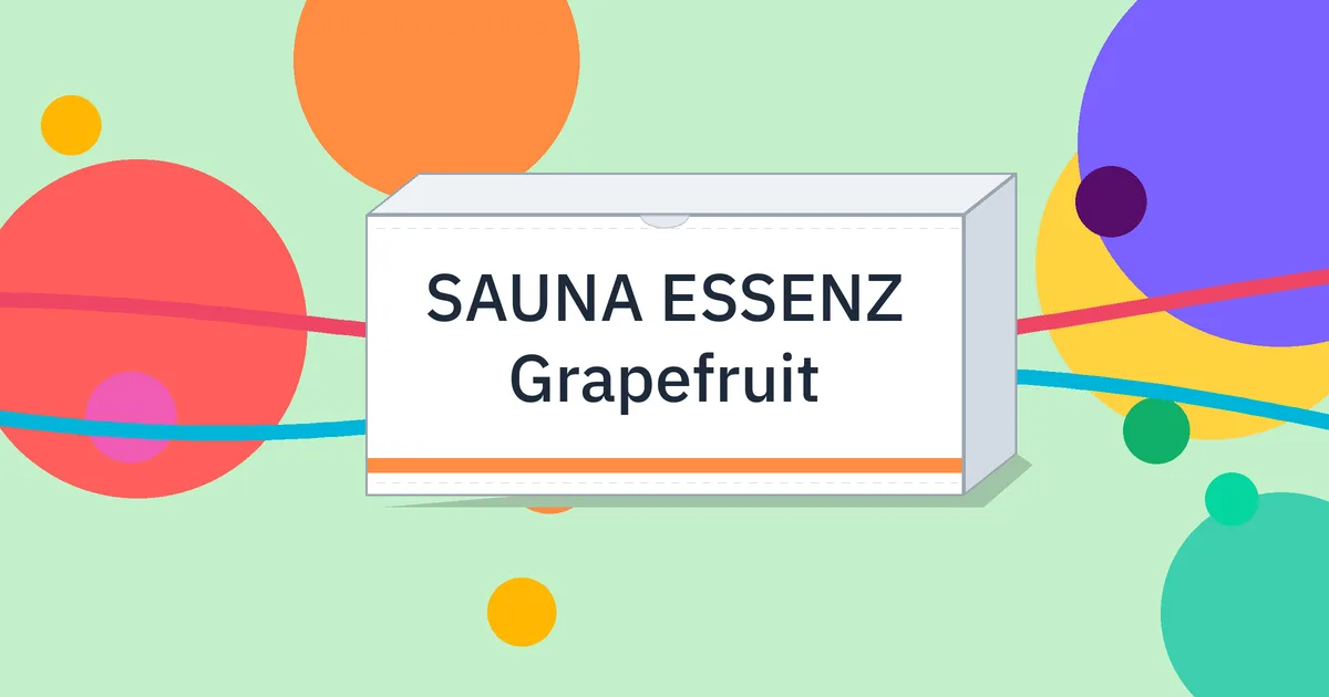 Symbolbild: Packung mit der Aufschrift SAUNA ESSENZ Grapefruit (PZN 04979794) – Verfügbarkeit und Bezug in Apotheken in Frankfurt am Main