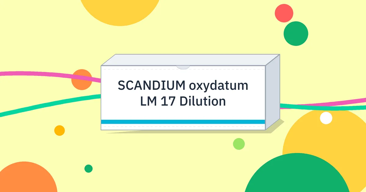 Symbolbild: Packung mit der Aufschrift SCANDIUM oxydatum LM 17 Dilution (PZN 13183605) – Verfügbarkeit und Bezug in Apotheken in Frankfurt am Main